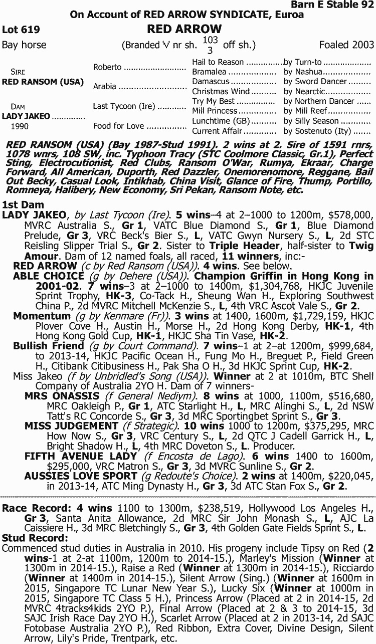 Red Arrow Thoroughbred Horse Profile - Next Race, Form, Stats, News ...