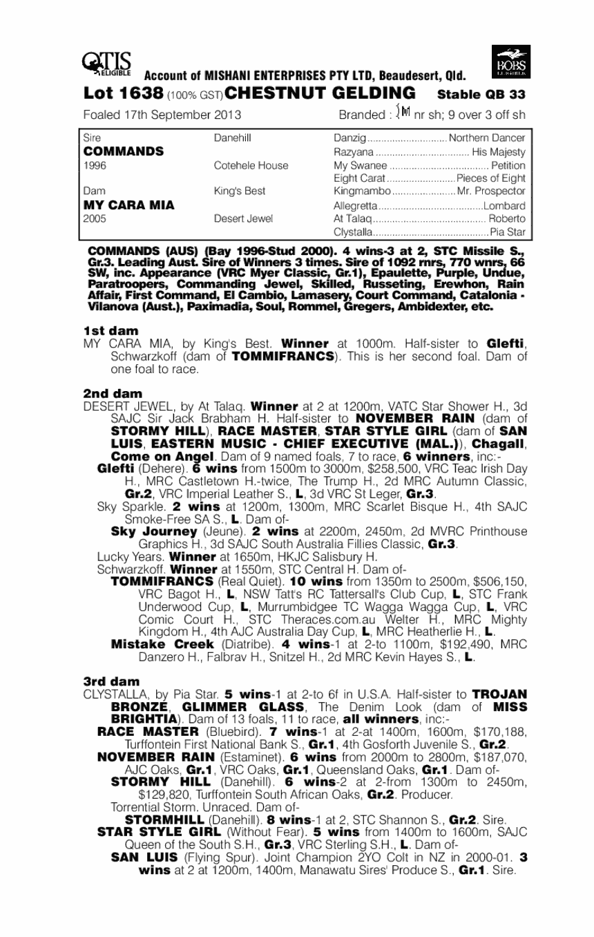 Mishani El Lobo Thoroughbred Horse Profile - Next Race, Form, Stats ...